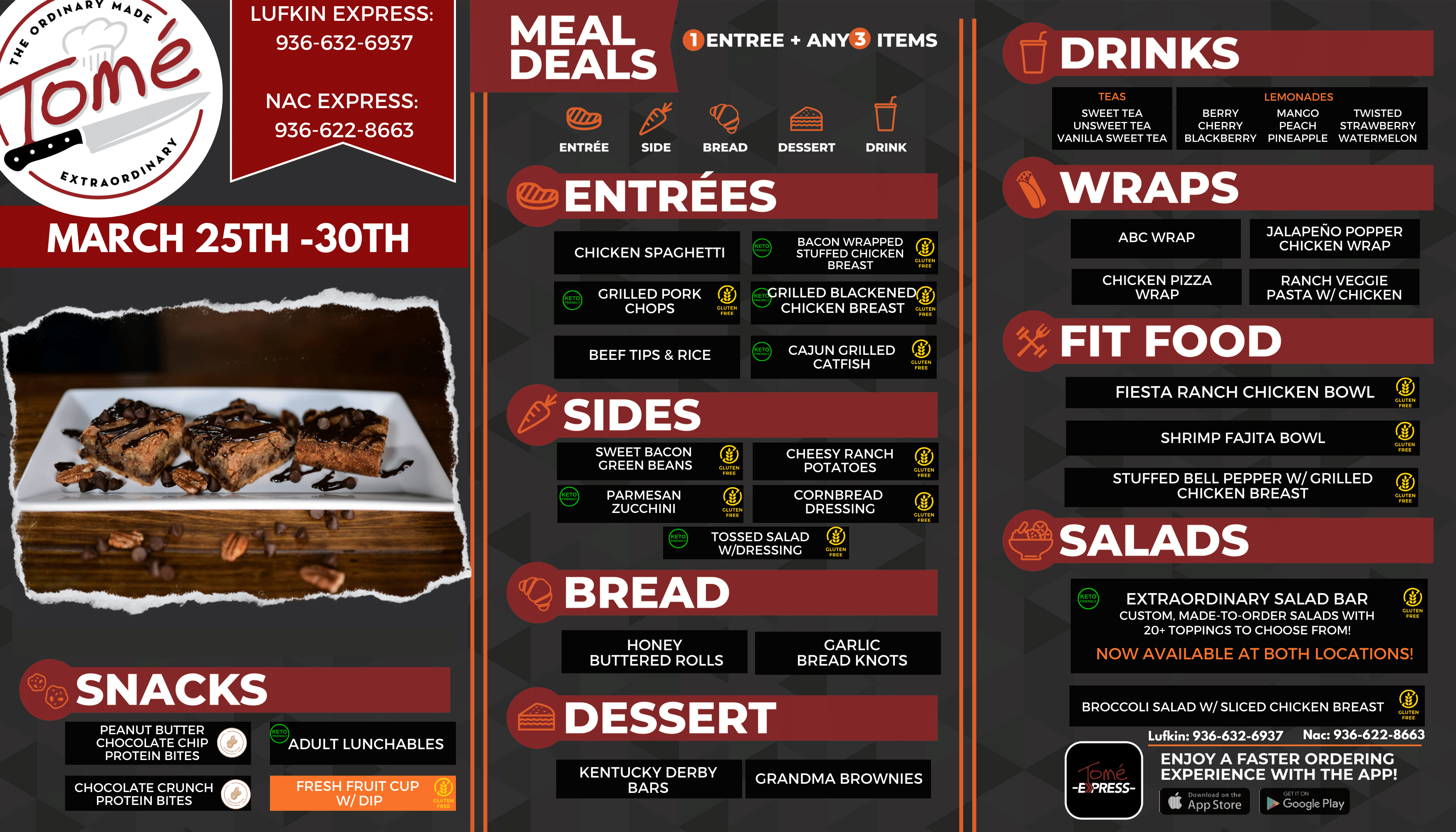 This Weeks Menu - Tomé Catering